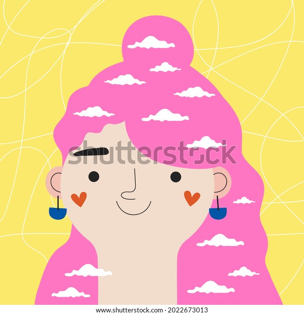 Vector Illustration Cute Pink Hair Girl Stock Vector (Royalty Free ...
