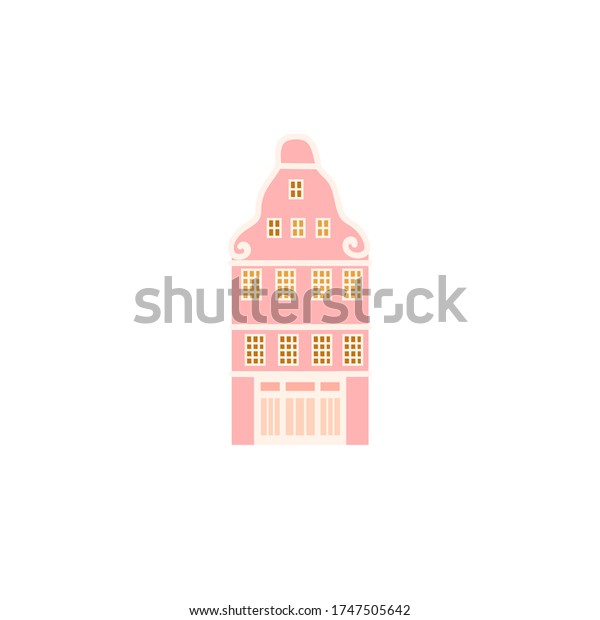 Vector Illustration Cute Pink House Stock Vector (Royalty Free ...