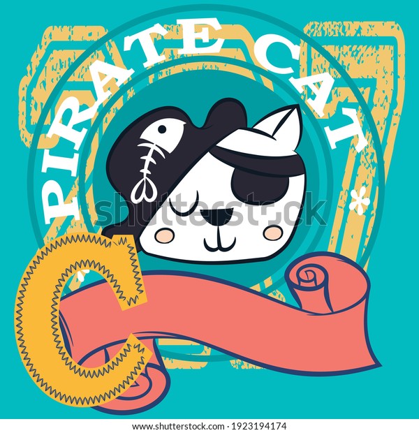Vector Illustration Cute Pirate Cat Cartoon Stock Vector (Royalty Free ...