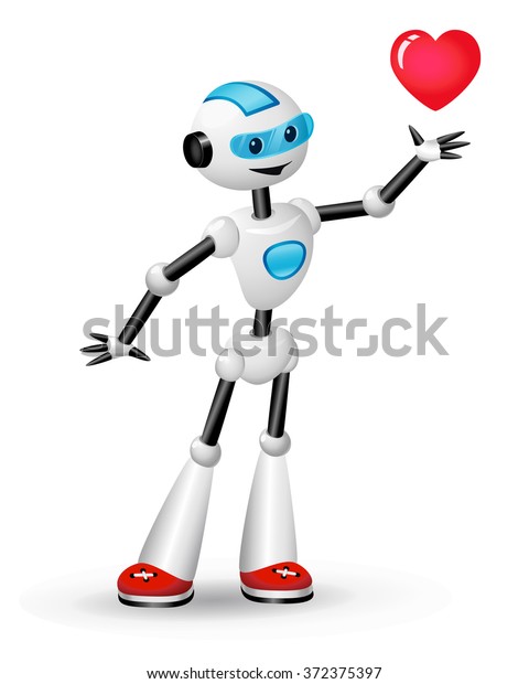 Vector Illustration Cute Robot Heart Isolated Stock Vector (Royalty ...