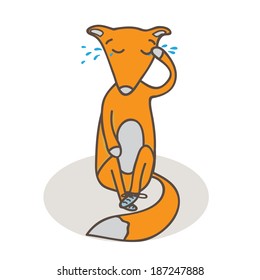 Vector Illustration Cute Sad Fox Stock Vector (Royalty Free) 187247888 ...