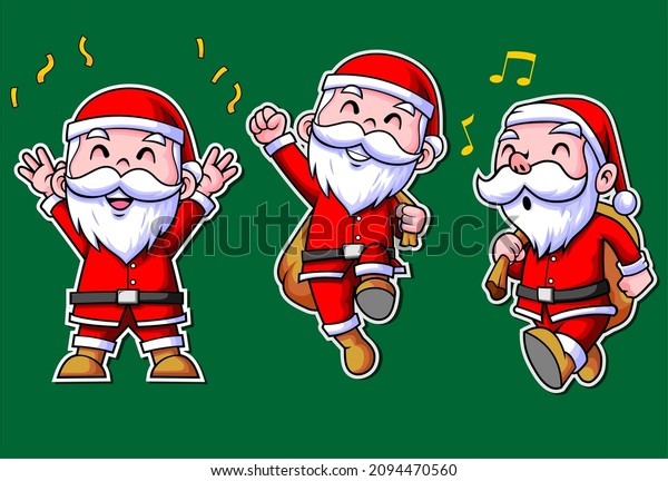Vector Illustration Cute Santa Cartoon Characters Stock Vector (Royalty ...