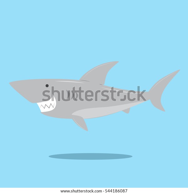 Vector Illustration Cute Shark Smiling Stock Vector (Royalty Free ...