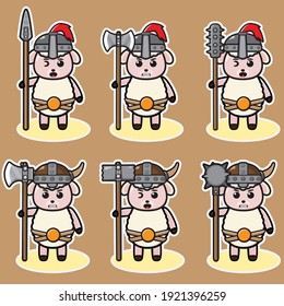 Vector Illustration Cute Sheep Knight Cartoon Stock Vector (Royalty ...