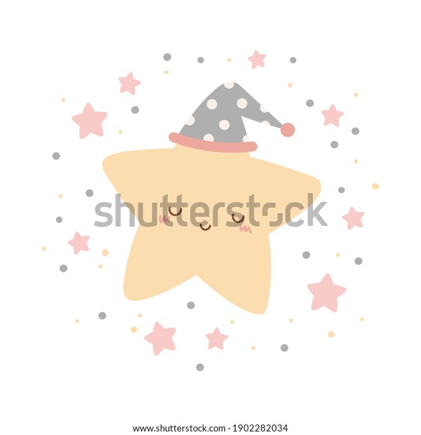 Vector Illustration Cute Sleeping Baby Star Stock Vector (Royalty Free ...