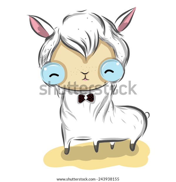 Vector Illustration Cute Smart Alpaca Cartoon Stock Vector (Royalty ...