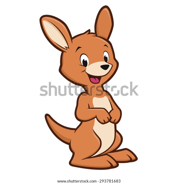 Vector illustration of a cute smiling baby kangaroo