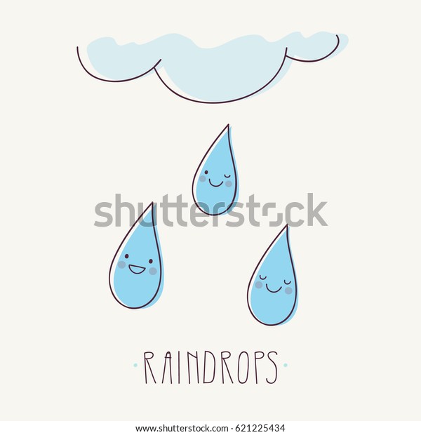 Vector Illustration Cute Smiling Raindrops Text Stock Vector (Royalty ...