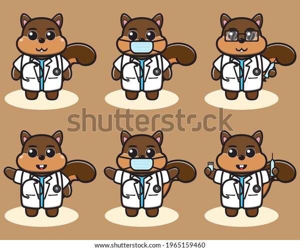 Vector Illustration Cute Squirrel Doctor Cartoon Stock Vector (Royalty ...