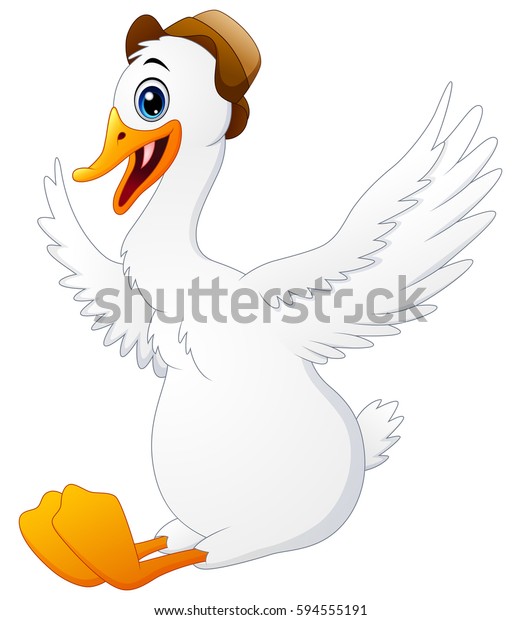 Vector Illustration Cute Swan Cartoon Wearing Stock Vector (Royalty ...