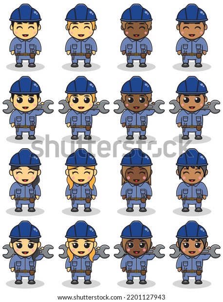 Vector Illustration Cute Technician Cartoon Childrens Stock Vector ...