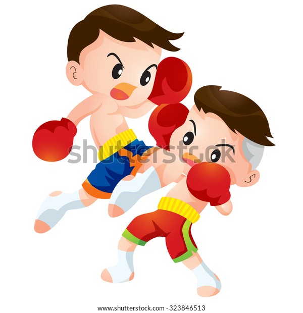 Vector Illustration Cute Thai Boxing Kids Stock Vector (Royalty Free ...