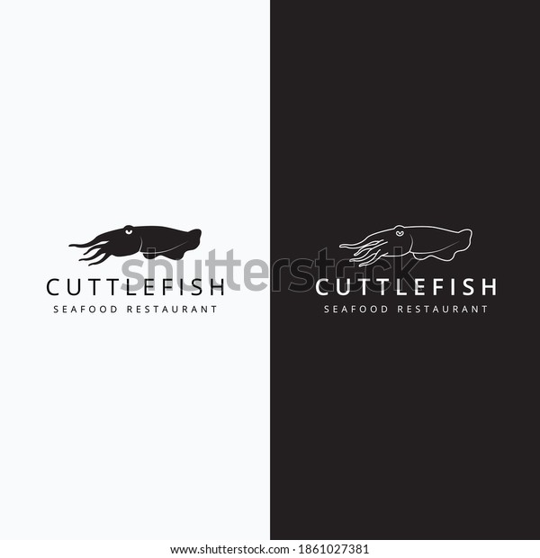Vector Illustration Cuttlefish Silhouette Minimalist Line Stock Vector ...