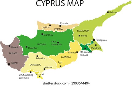 Vector Illustration Cyprus Map Country Maps Stock Vector (Royalty Free ...