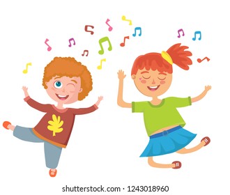 Vector Illustration Dancing Kids Stock Vector (Royalty Free) 1243018960