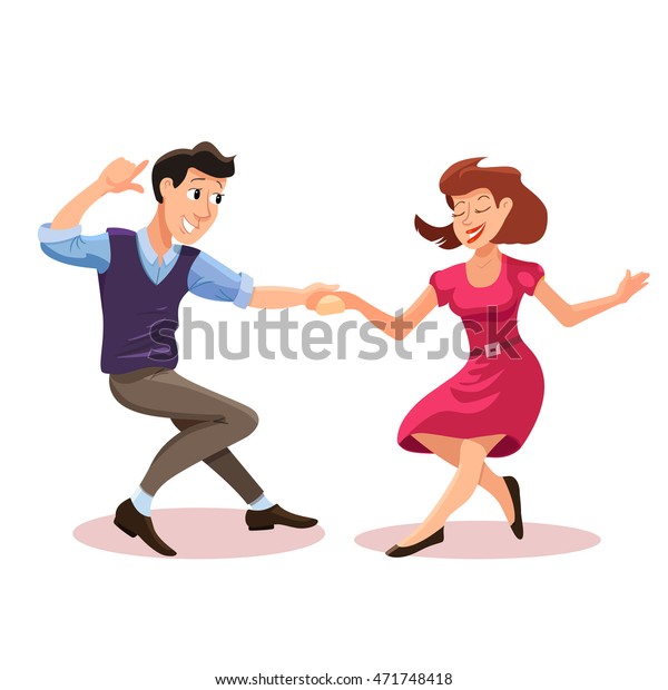 Vector Illustration Dancing Men Woman Cartoon Stock Vector (Royalty ...