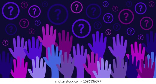 Vector Illustration Dark Blue Hands Raised Stock Vector (Royalty Free ...