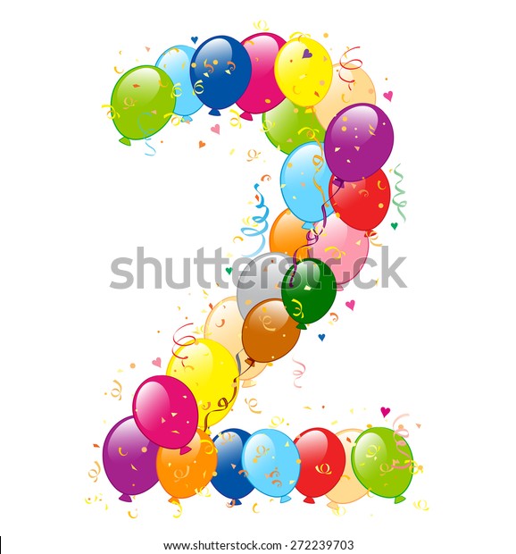 Vector Illustration Decorative Balloons Number 2 Stock Vector (Royalty ...