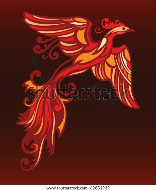 Vector Illustration Decorative Red Bird Stock Vector (Royalty Free ...
