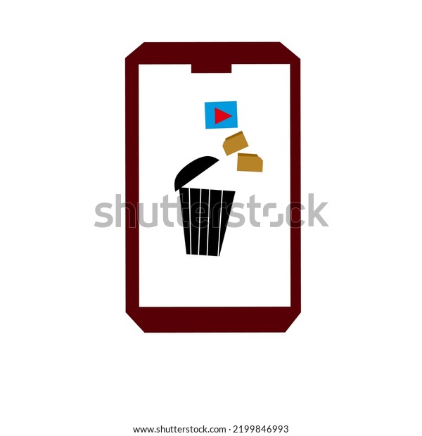 Vector Illustration Deleting Files On Mobile Stock Vector (Royalty Free ...