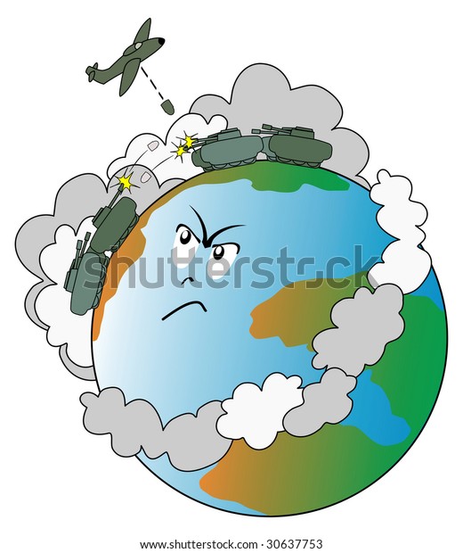 Vector illustration depicting the Earth with a angry because populated ...