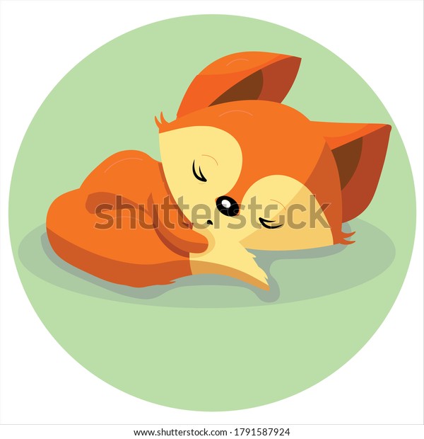 Vector Illustration Depicting Sleeping Fox Stock Vector (Royalty Free ...