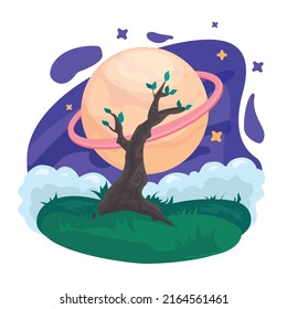 Vector Illustration Depicting Tree Planet On Stock Vector (Royalty Free ...