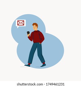 Vector Illustration Depicts Receiving Messages Letters Stock Vector ...