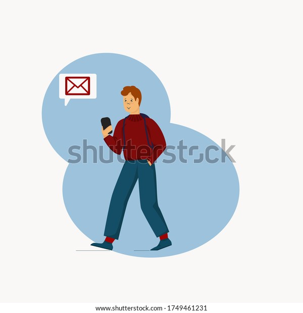 Vector Illustration Depicts Receiving Messages Letters Stock Vector ...