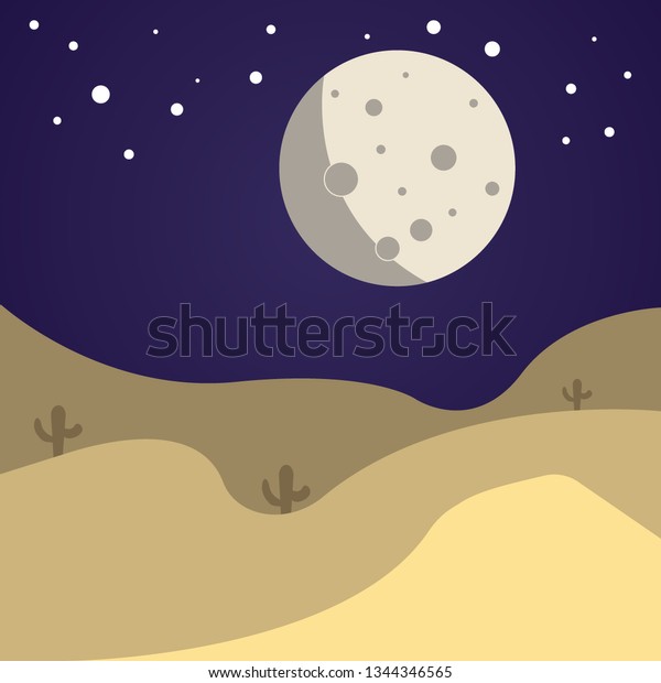 Vector Illustration Desert Landscape Night Scene Stock Vector (Royalty ...