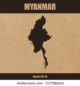 Vector Illustration Detailed Map Myanmar Burma Stock Vector (Royalty ...