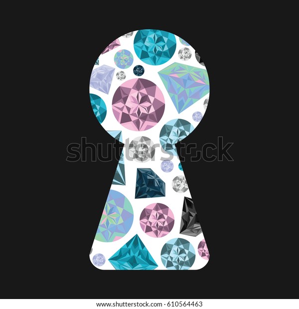 Vector Illustration Diamonds Keyhole Hidden Gems Stock Vector (Royalty ...