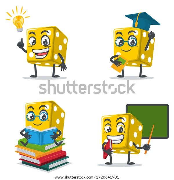 Vector Illustration Dice Mascot Character Collection Stock Vector ...