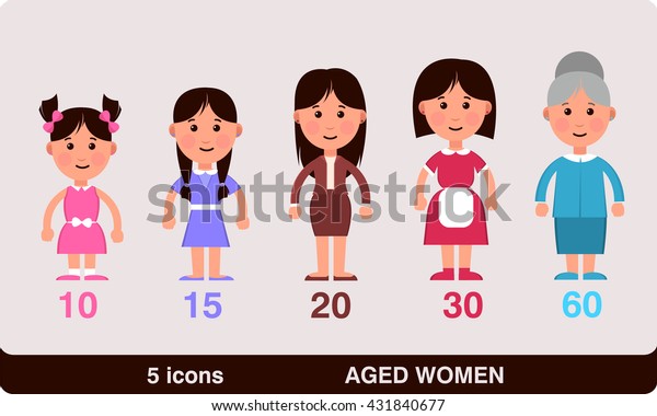 Vector Illustration Different Ages Women Stock Vector (Royalty Free ...