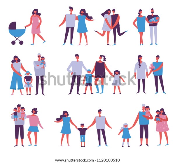 Vector Illustration Different Family People Children Stock-vektor ...