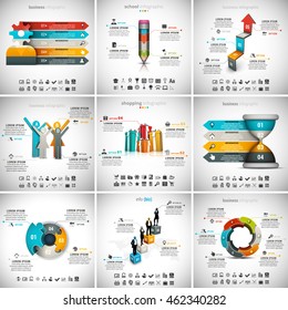 Vector Illustration Different Infographic Templates 9 Stock Vector ...