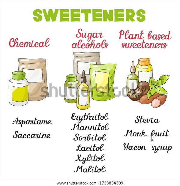 Vector Illustration Different Sorts Sweeteners Dieting Stock Vector ...