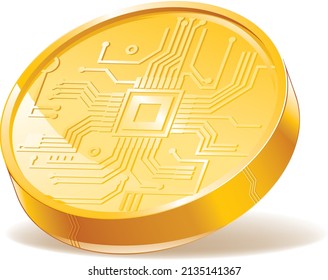 Vector Illustration Digital Coin Stock Vector (Royalty Free) 2135141367 ...