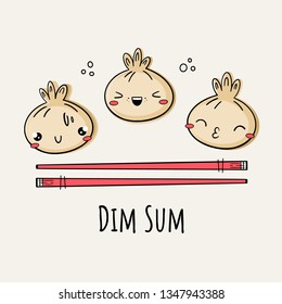 Vector Illustration Dim Sum Emoji Style Stock Vector (Royalty Free ...