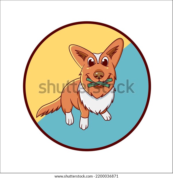 Vector Illustration Dog Biting Wood Cute Stock Vector (Royalty Free ...