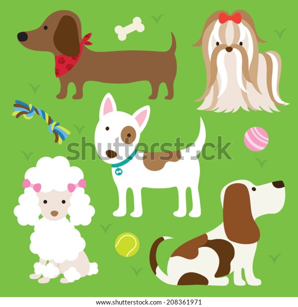 Vector Illustration Dogs Toys Stock Vector (Royalty Free) 208361971
