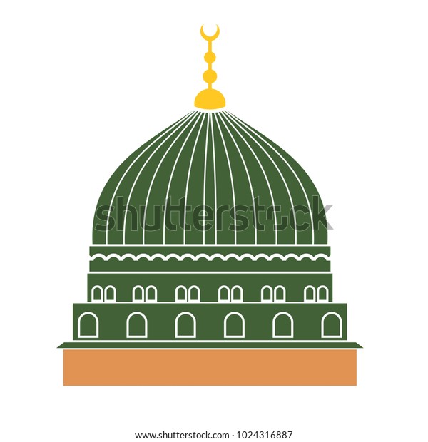Vector Illustration Dome Holy Mosque Nabawi Stock Vector (Royalty Free ...
