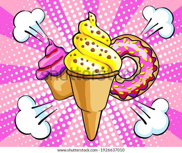 Vector Illustration Donut Ice Cream Cupcake Stock Vector (Royalty Free ...