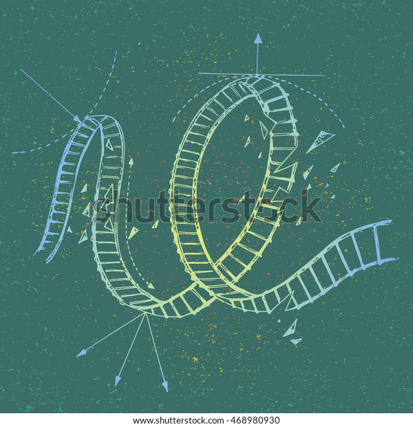 Vector Illustration Doodle Colorful Roller Coaster Stock Vector ...
