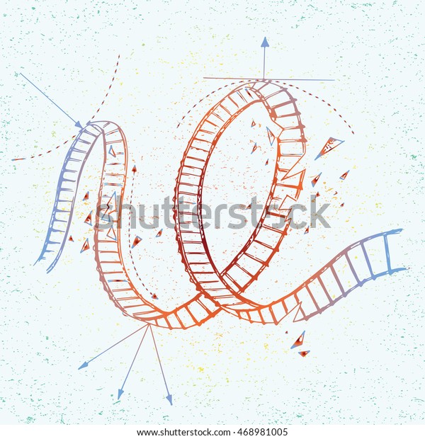 Vector Illustration Doodle Colorful Roller Coaster Stock Vector ...