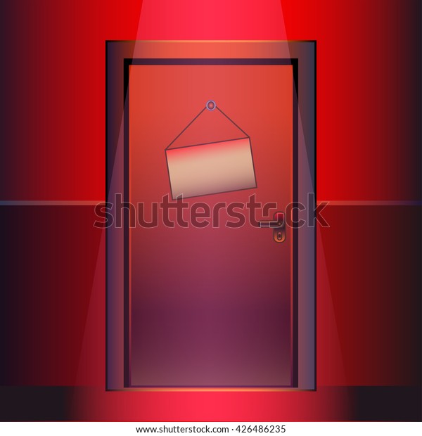 Vector Illustration Door Sign On Red Stock Vector (Royalty Free ...