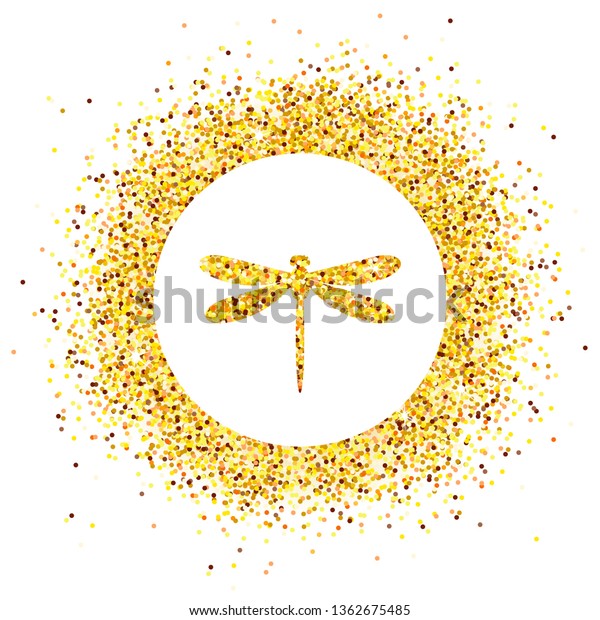 Vector Illustration Dragonfly Golden Circle Frame Stock Vector (Royalty ...