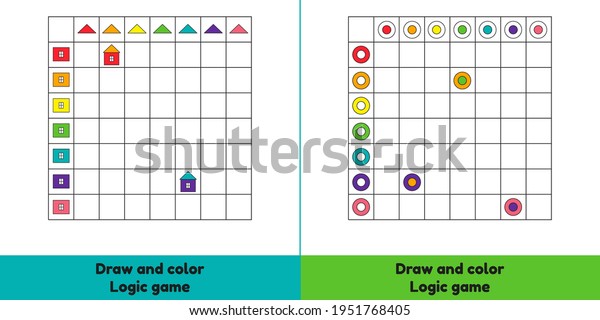 Vector Illustration Draw Color Logic Game Stock Vector (Royalty Free ...
