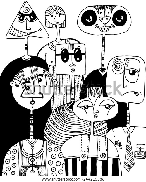 Vector Illustration Drawing Card Funny Characters 库存矢量图（免版税）244215586 ...