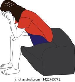 Vector Illustration Drawing Doodle Cartoon Sad Stock Vector (Royalty ...